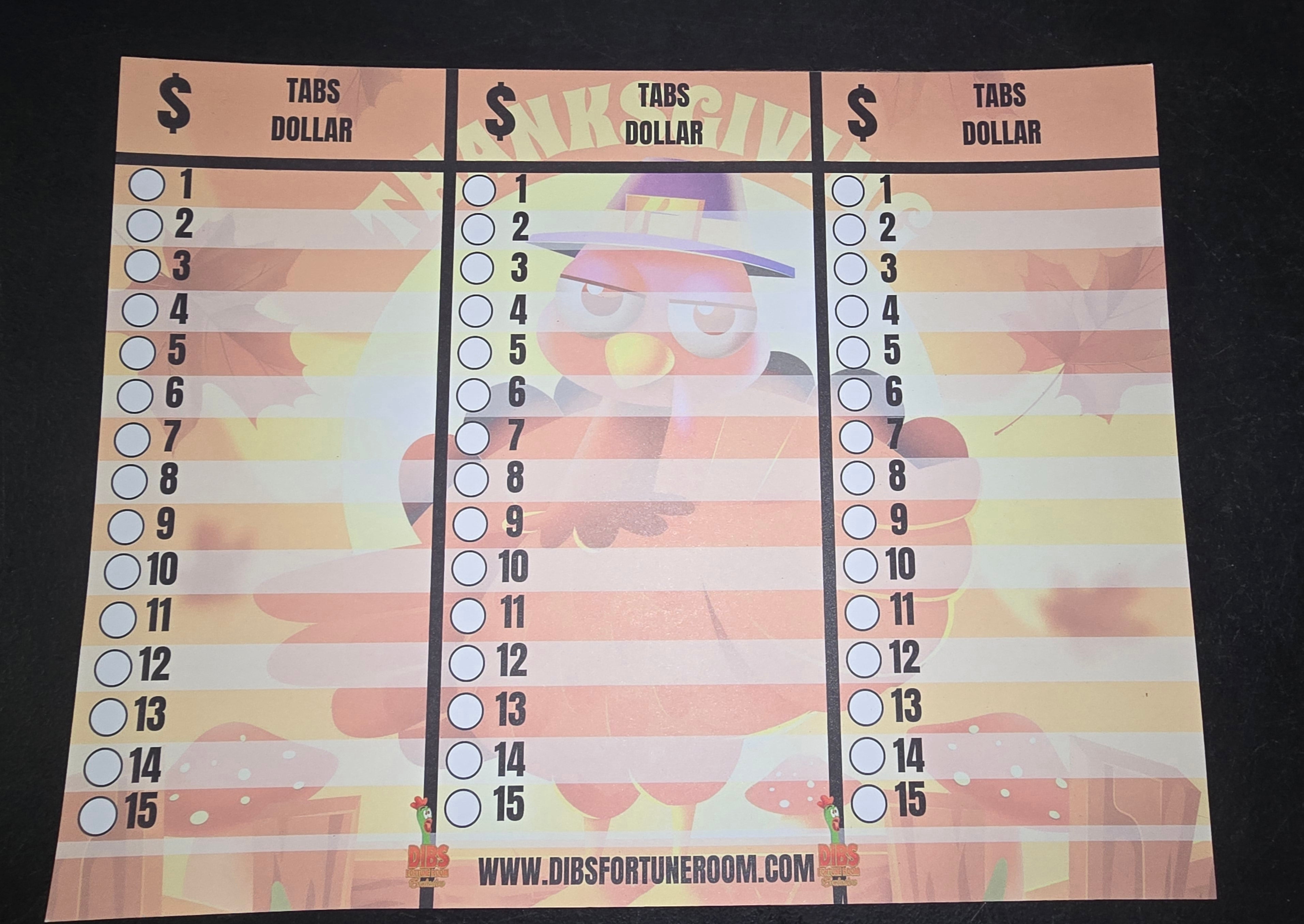 1 - 15 3 ON A SHEET BINGO NOTEPAD SET OF 2 – DIBS FORTUNE ROOM