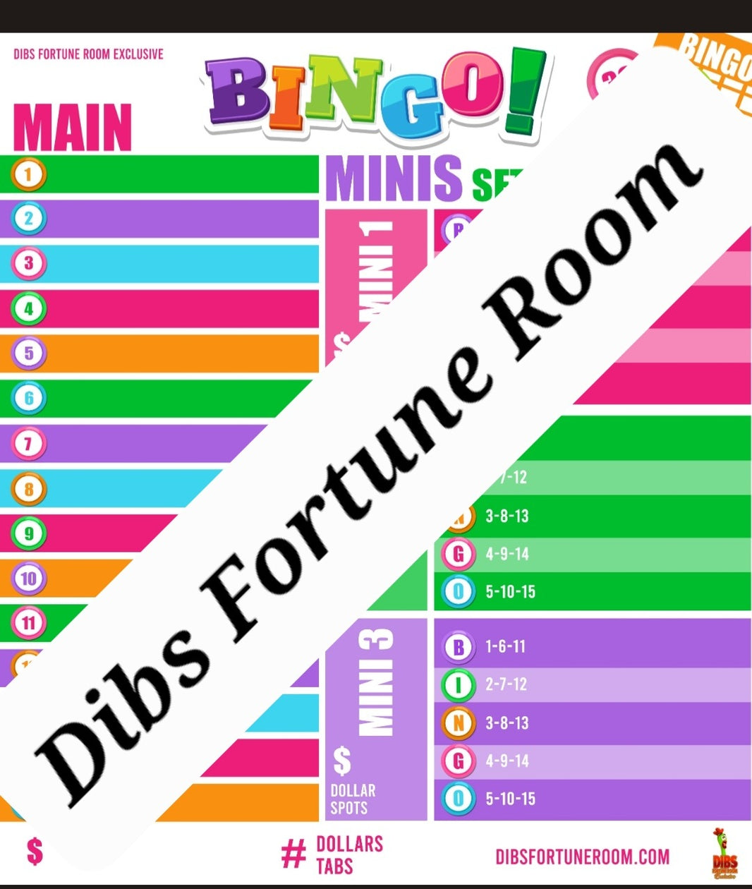 Bingo Notepads – DIBS FORTUNE ROOM