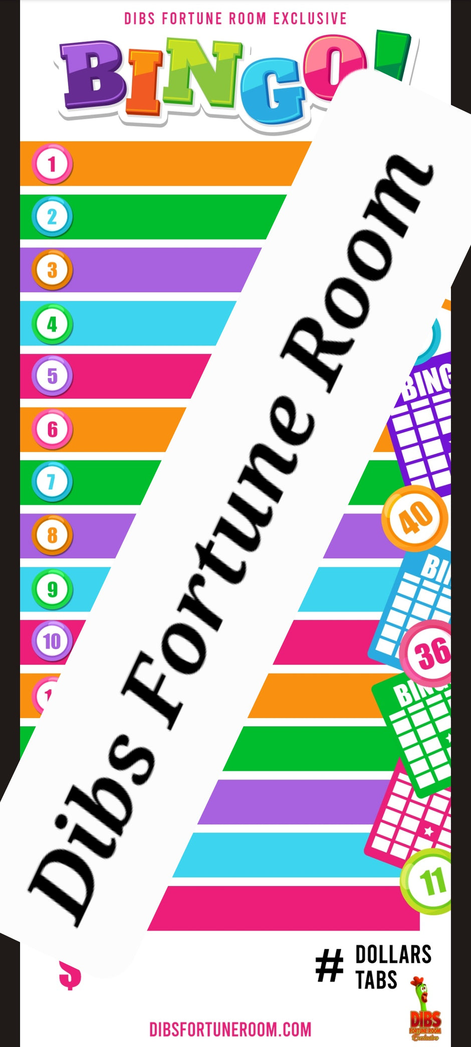 Bingo Notepads – DIBS FORTUNE ROOM